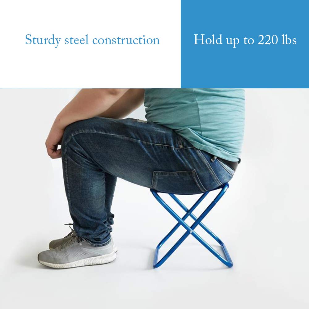 SNAPY 2-Pack Mini Folding Camping Stool, Lightweight Camp Stool, Portable Folding Camp Chair, Ultralight Camping Chair for BBQ, Camping, Fishing, Travel, Hiking (Silver Grey & Blue)
