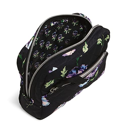 Vera Bradley Women's Performance Twill Medium Cosmetic Makeup Organizer Bag, Floating Plum Pansies, One Size