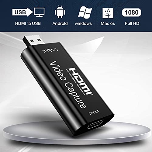 Yakuin Audio Video Capture Cards HDMI to USB 1080p USB2.0 Record via DSLR Camcorder Action Cam Support Camera, Computer, Mobile Phone, Set-Top Box, PS4 etc.