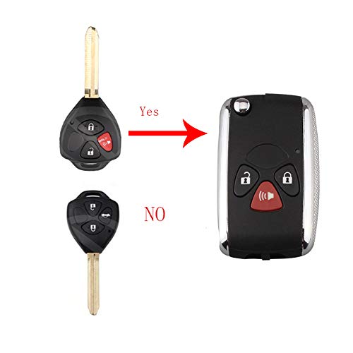 WBOY Uncut Blank 3 Buttons Modified Folding Flip Remote Key Fob Case Shell Replacement Compatible With Camry Corolla Matrix RAV4 Venza Yaris Scion Tc Key Fob No Chips