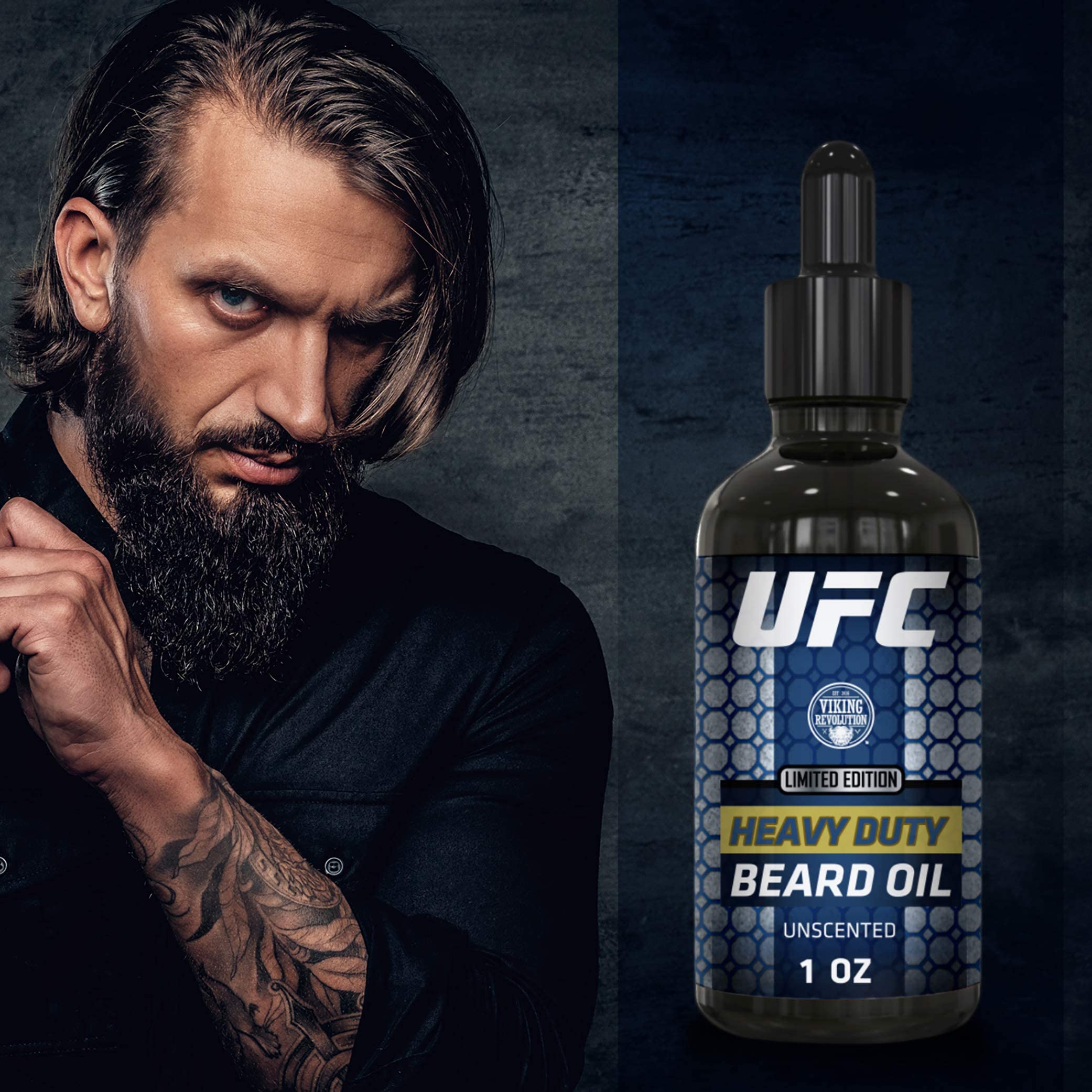 UFC Heavy Duty Beard Oil for Men - All Natural Unscented Argan, Jojoba Oils & Castor Oils - Softens, Smooths & Strengthens Beard Growth - Grooming Beard Conditioner