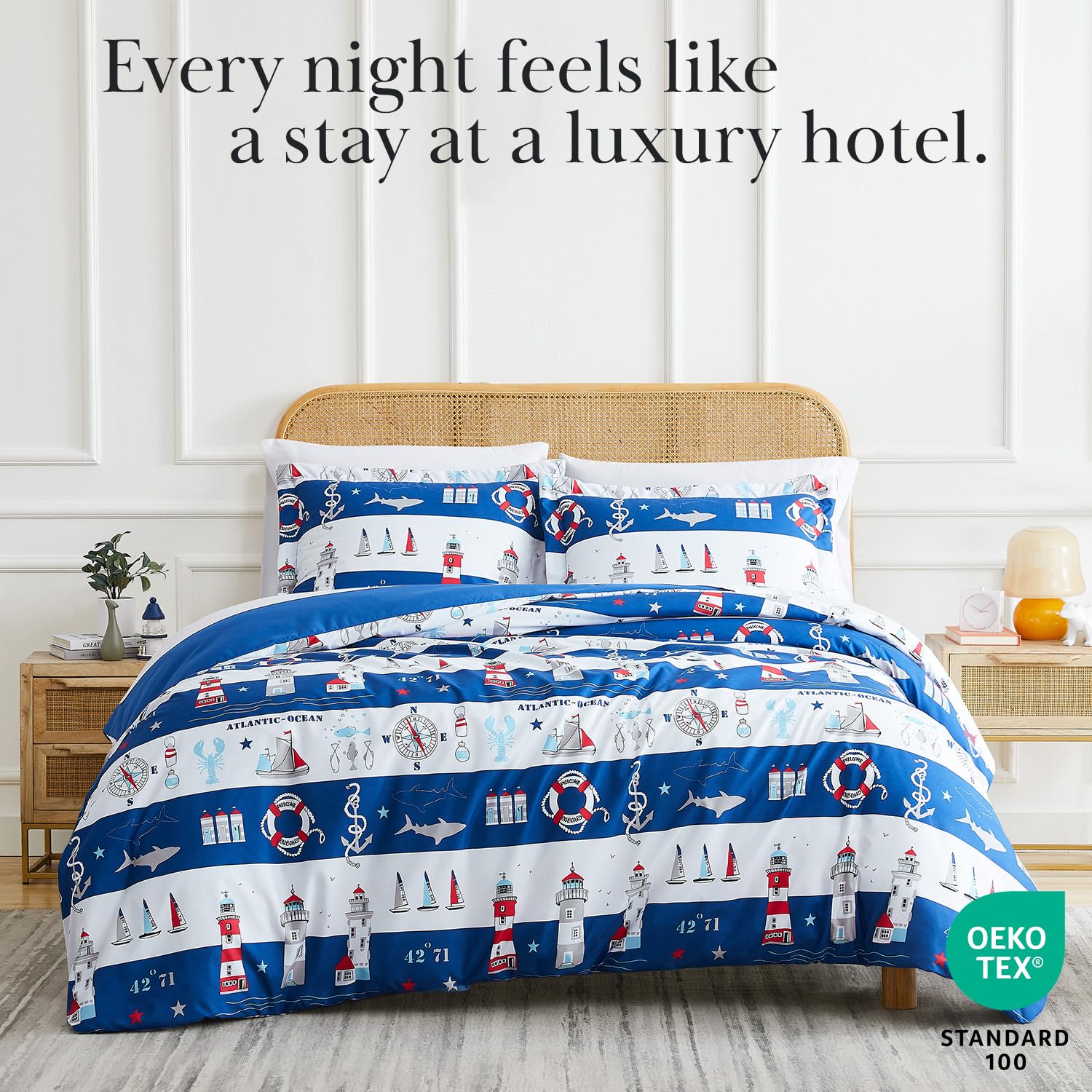 Southshore Fine Living, Inc. Paisley Grace Collection - Premium Quality, All-Season Down Alternative Easy Case, Over-Sized 3-Piece Comforter Set, Full/Queen, Blue