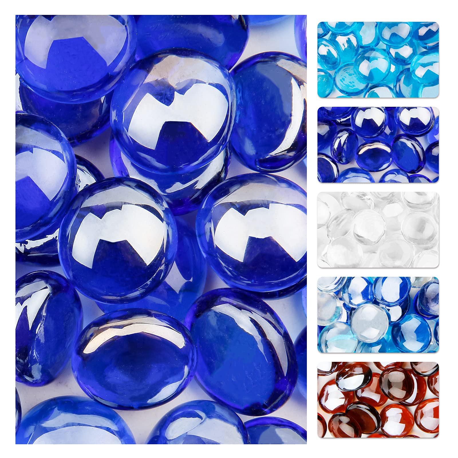 Utheer Fire Glass Beads for Fire Pit, 1/2 Inch Fire Pit Glass Rocks for Propane Fire Pit, Firepit Glass for Indoors and Outdoors, 10 Pounds Caribbean Blue Fire Glass Rocks