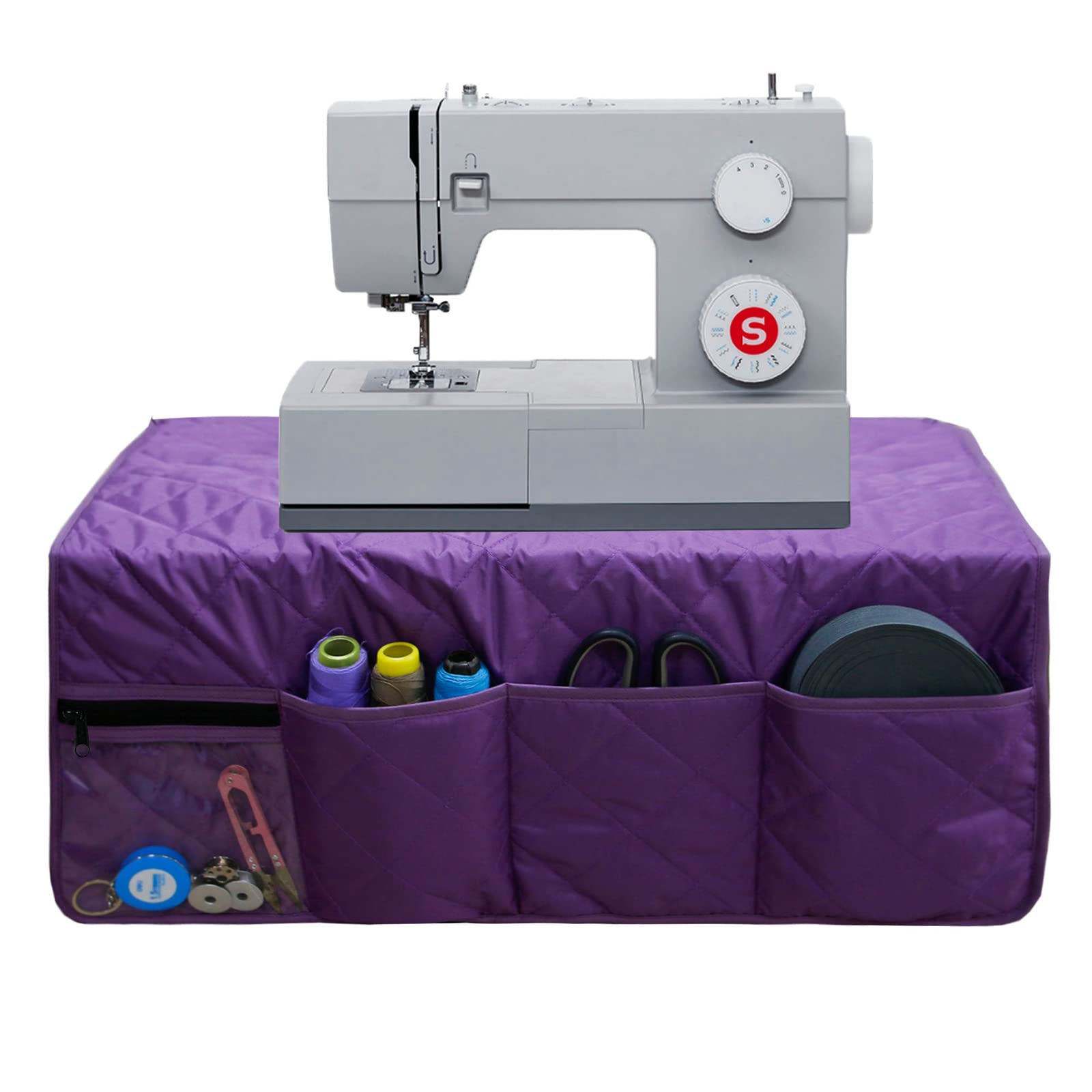 Sewing Machine Pad for Table, with 4 Pockets Sewing Machine Dust Coverďźfor Sewing Machine Accessories Organizer (Purple)