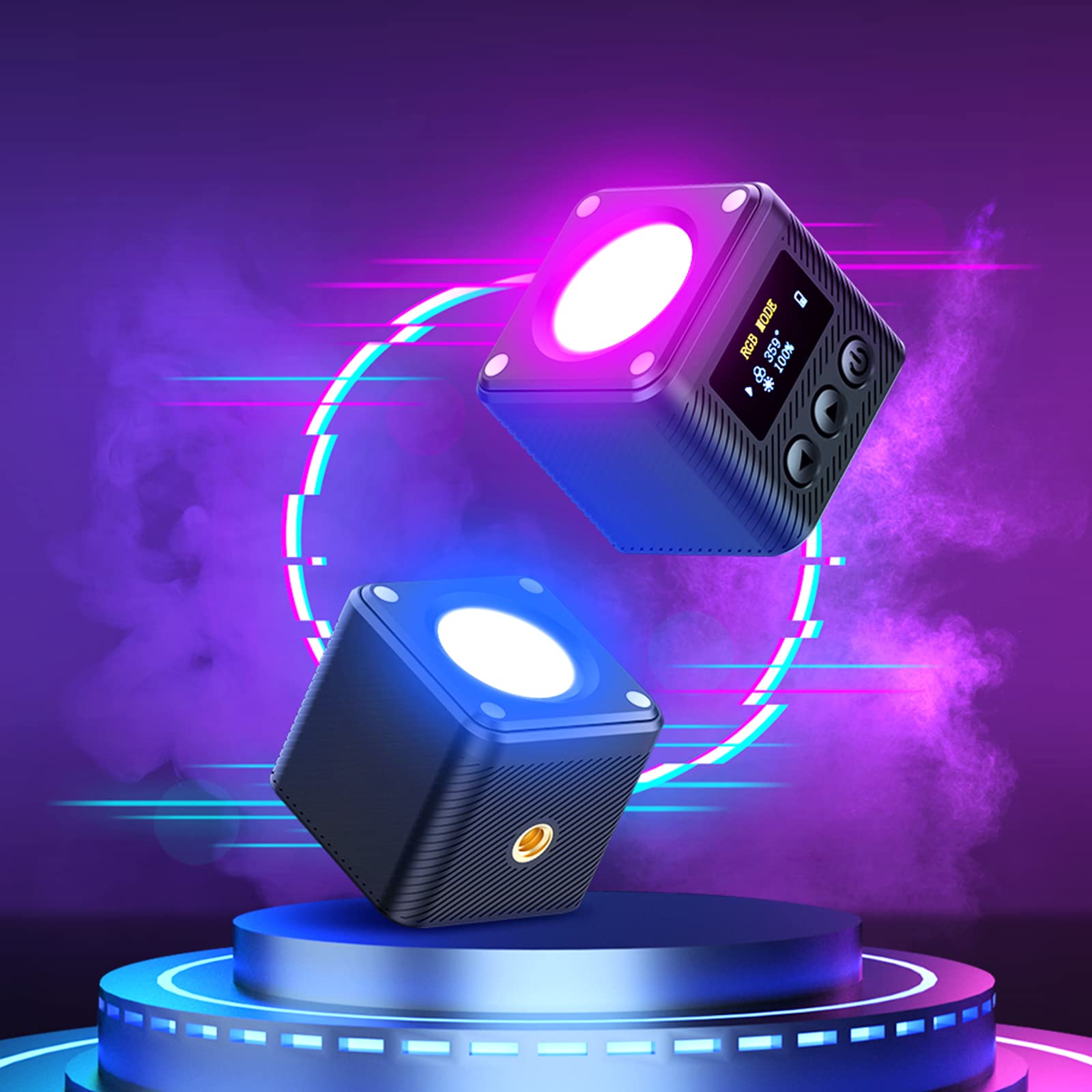ULANZI L2 RGB COB Video Light Mini Cube Lights, LED Camera Light 360° Full Color Portable Photography Video Lighting, 800mAh Rechargeable & Magnetic Designs and 11 Dynamic Light Effects