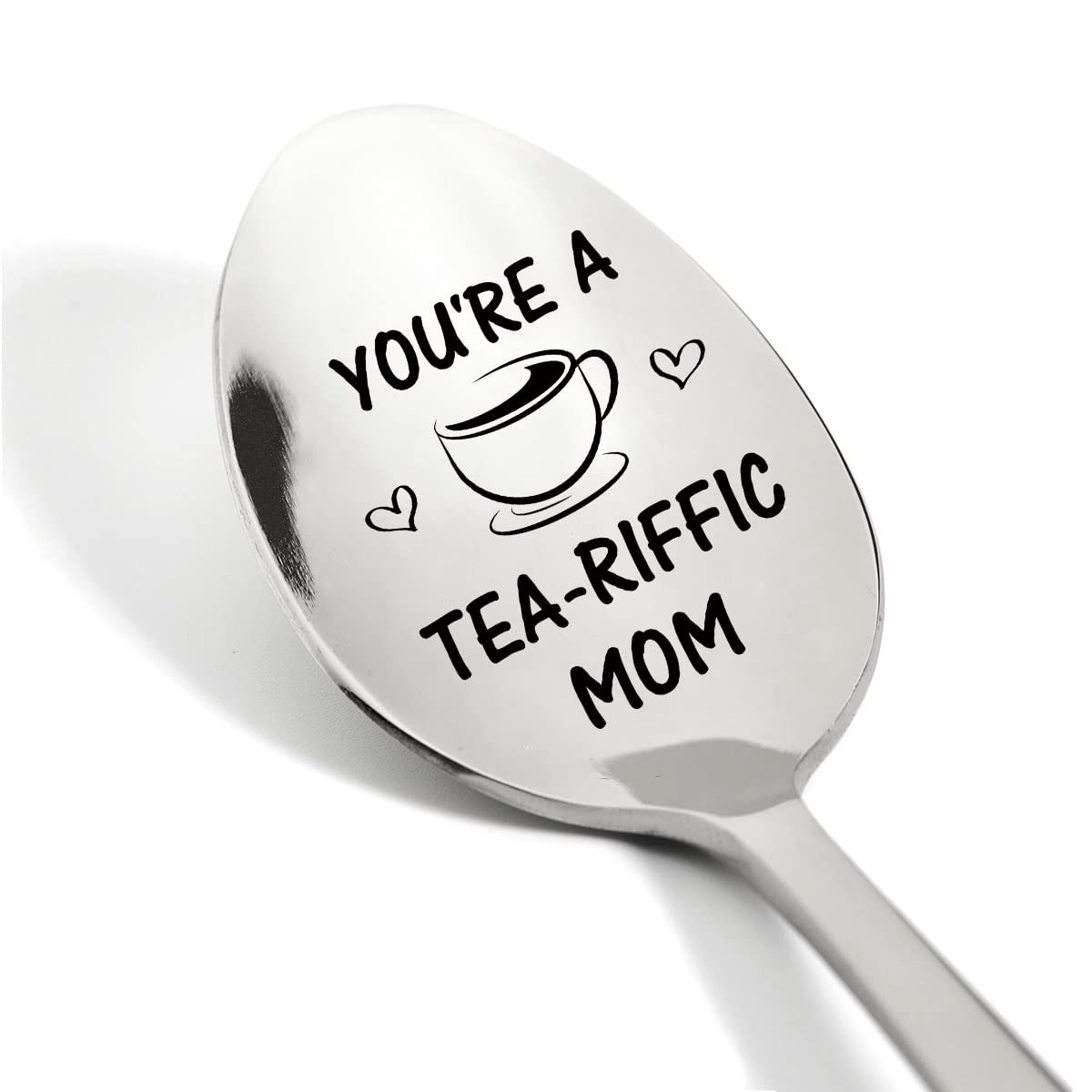 You're a Tea-Riffic Mom Engraved Spoon, Mom Tea Spoon Stainless Steel Keepsake Gift for Mother's Day Birthday Christmas From Son Daughter