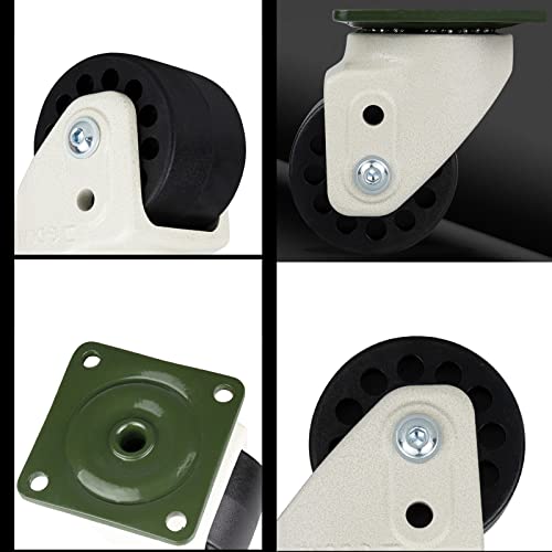 Swivel Castor Wheel Trolley Furniture Caster, Heavy Duty Caster Wheels, 360 Degree Swivel Castors, White Nylon Material, for Furniture Workbench Welding Table, Workbench Caster, 4 Pieces Castor Wheel