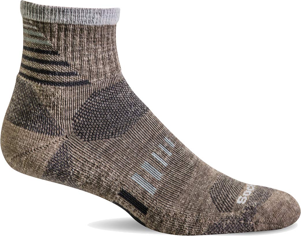 Sockwell Men's Ascend II Quarter Moderate Compression Construction Socks, Khaki - Large/X-Large