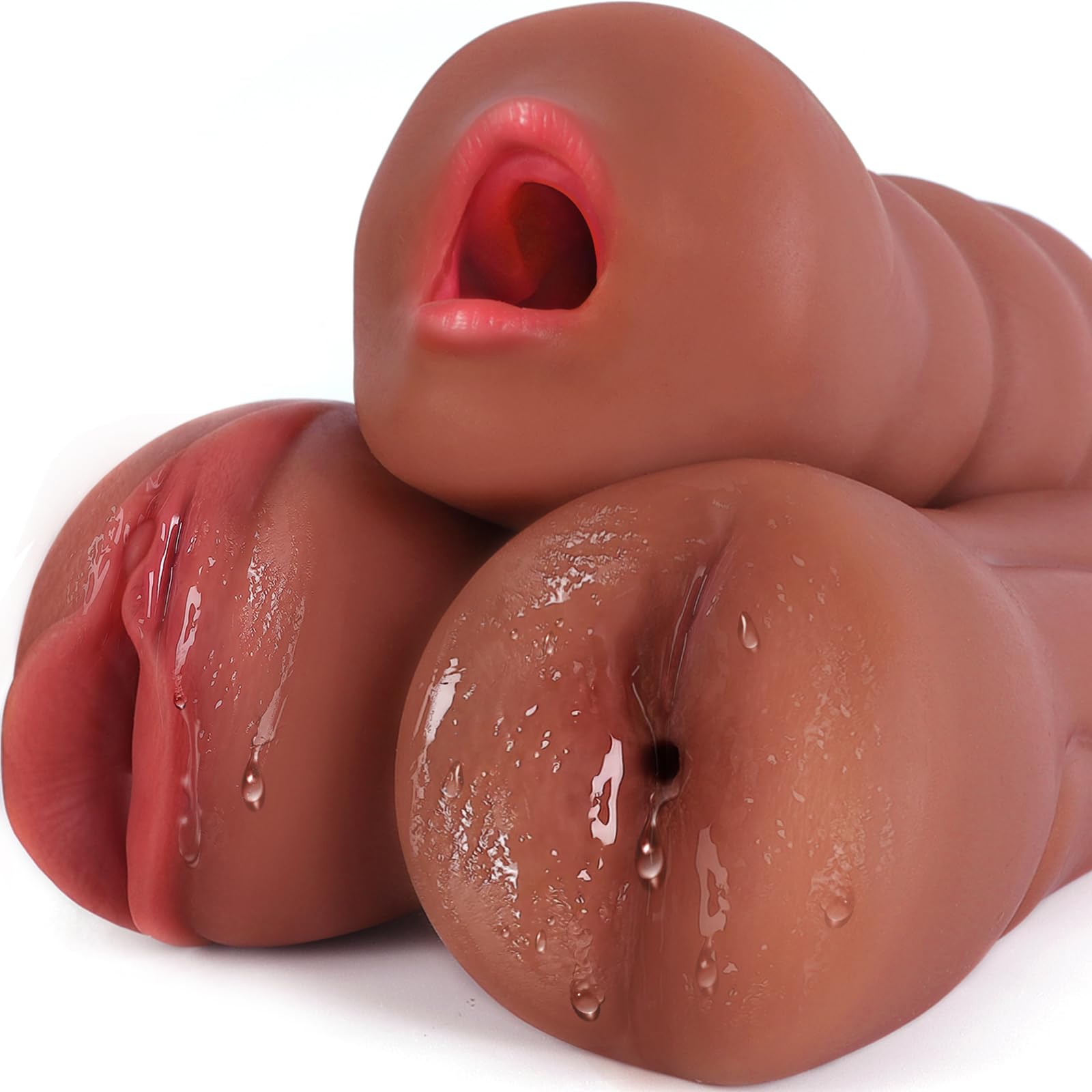 Sexy Slave Sex Toys Male Pocket Pussies Sex Toy - Trio Pack of 3 Mouth Sex Doll, Vagina Blowjob Male Masturbator, Anal Flesh Light, Silicone Stroker for Mens Pleasure, Consoladores Sex Toys for Men