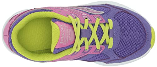 Saucony Cohesion 14 Lace to Toe Sneaker, Purple/Green, 2.5 US Unisex Big Kid