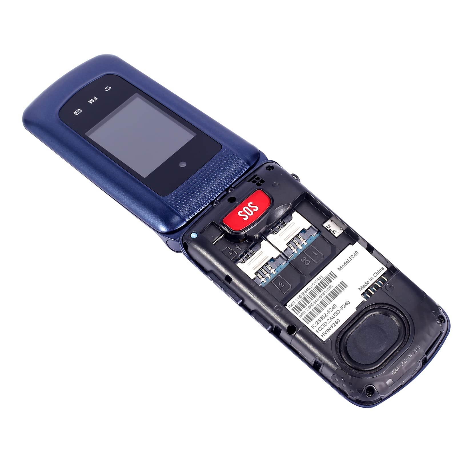 Uleway Flip Cell Phone 3G Unlocked, 2.4"+ 1.8" Dual Display,Big Button Dual SIM Senior Cell Phone,Large Volume &SOS Key Feature Phone for Seniors ATT Compatibility(Blue)