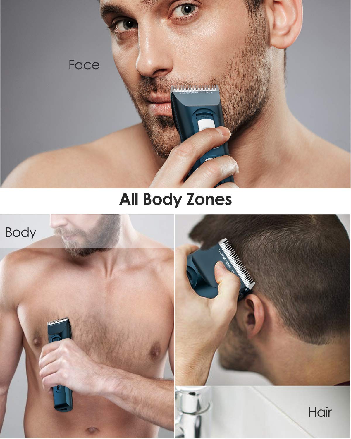 Uiter Hair Clippers for Women/Men - 4 Length Fine Adjustment Knobs & 2 Guide Combs, Hair Grooming Kits for Women, Cordless Electric Beard Trimmer for Mens, Includes Charging Adapter
