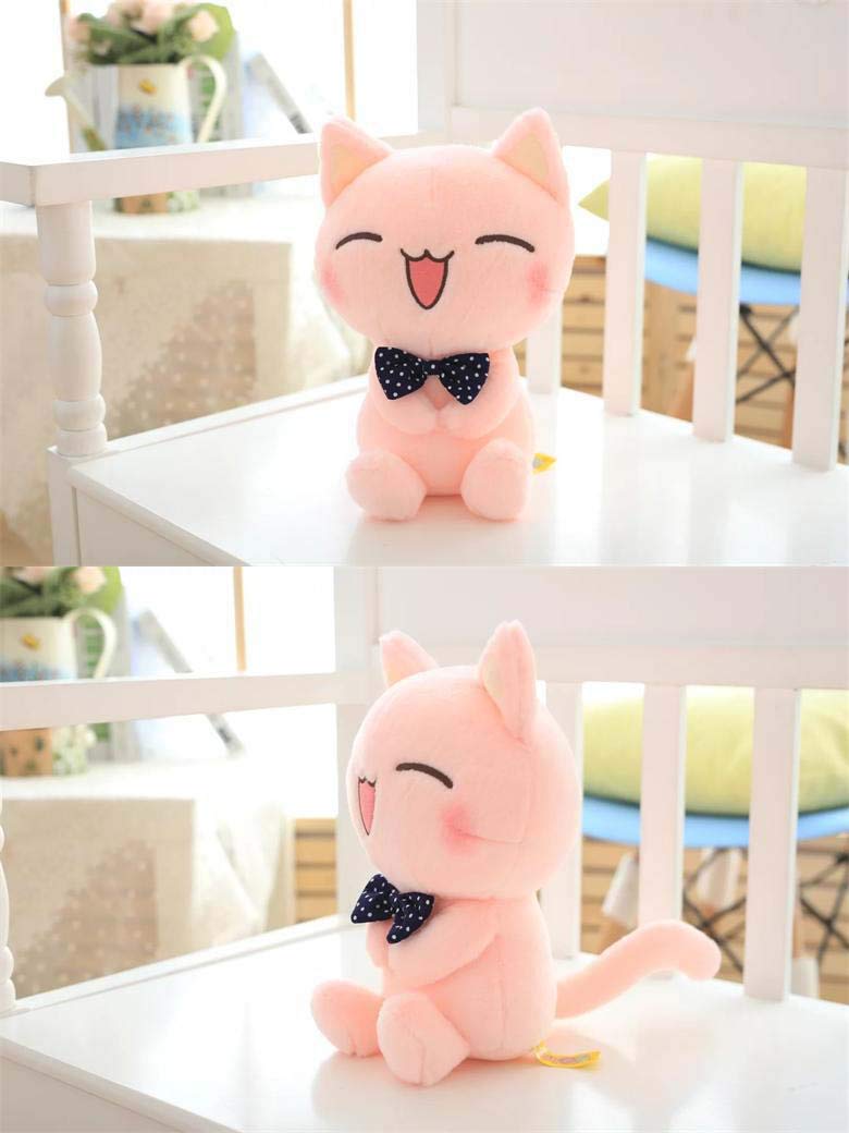Soft Cat Plush Toy Pink Stuffed Animals Plush Doll, Sitting Height 11"