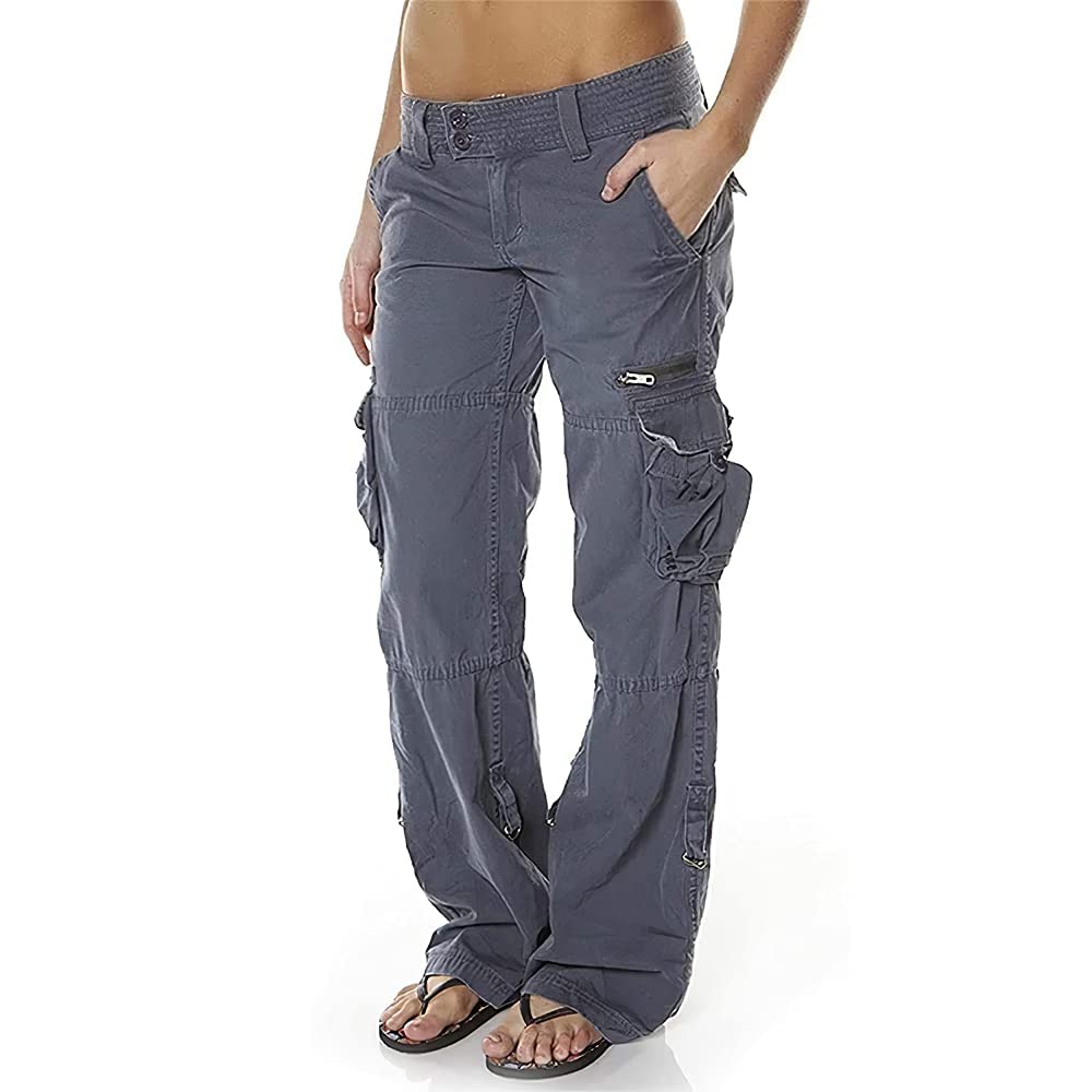 ZOCANIA Women's Tactical Active Loose Multi-Pockets Cargo Pants Casual Combat Military Trouser
