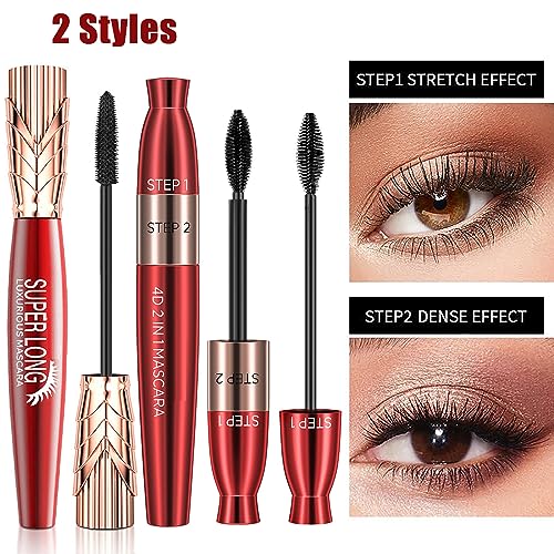 Yanquina Mascara, Yankina Super Long Mascara, 4D Waterproof and Sweat Proof Mascara, Yanoina 4D 2 In 1 Mascara (.2 Styles)
