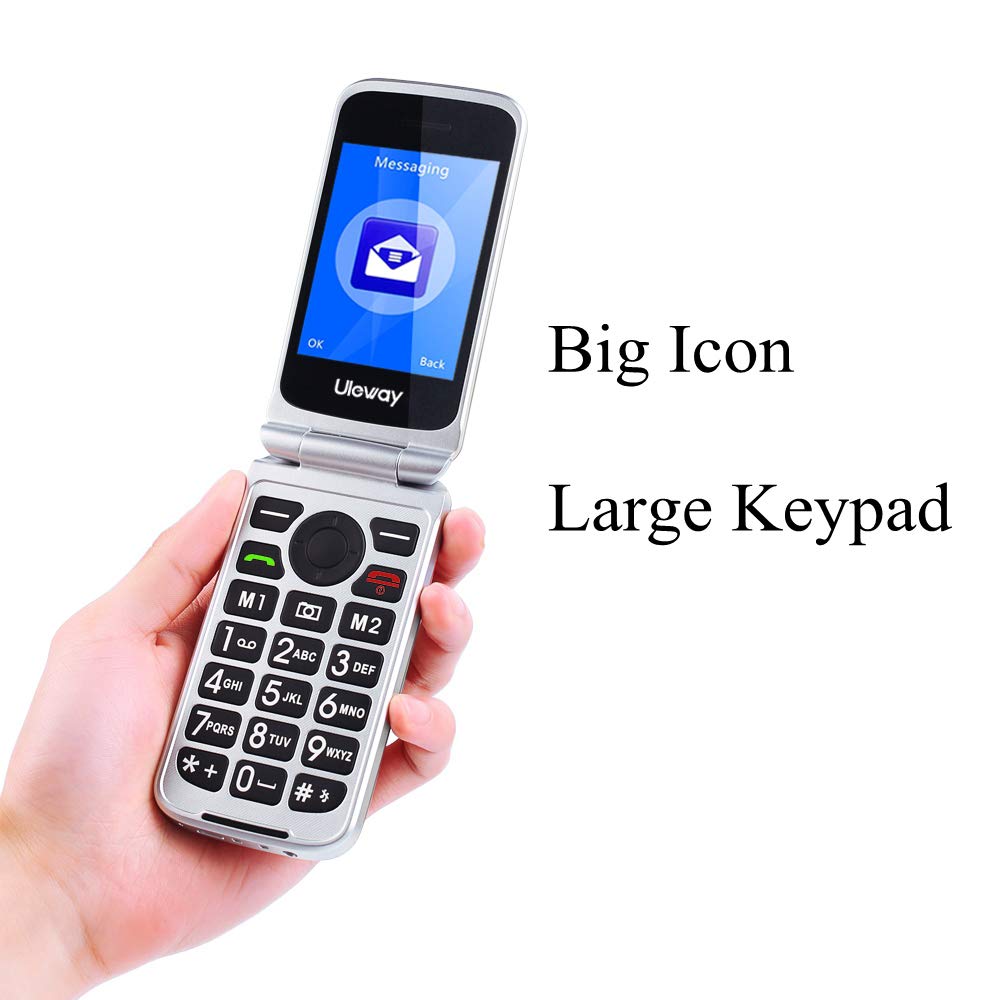 ULEWAY 3G Senior Flip Phone Unlocked with SOS Big Button T Mobile Flip Phone Dual Card 2.8 Inch Screen GSM Flip Phone Large Button Large Volume Basic Cell Phones with Charging Dock(Blue)