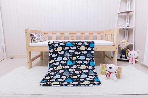 Soft Minky Baby Blanket - with Premium Dotted Backing Whale Printed - Unisex - for Stroller, Crib, Newborns, Receiving (30"x40")