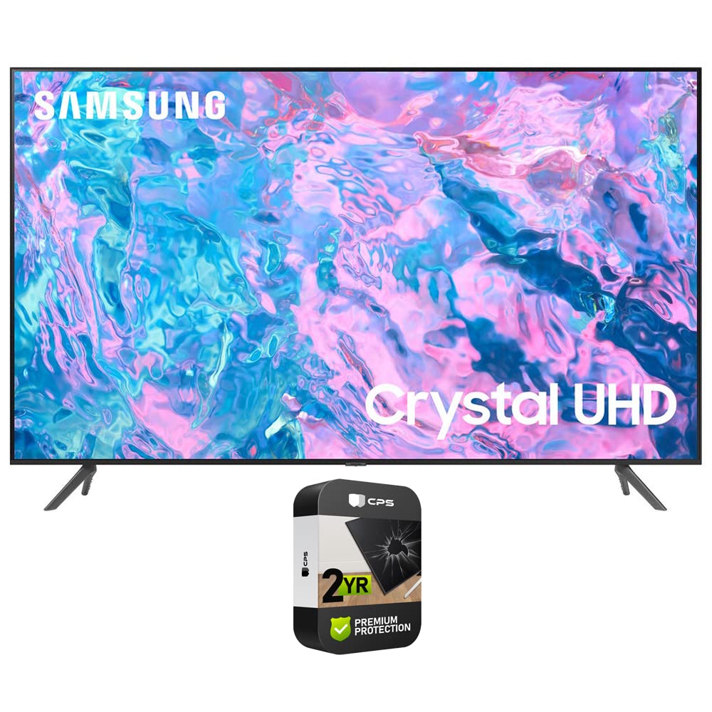SAMSUNG UN65CU7000FXZA 65 inch Crystal UHD 4K Smart TV 2023 (Renewed) Bundle with 2 YR CPS Enhanced Protection Pack