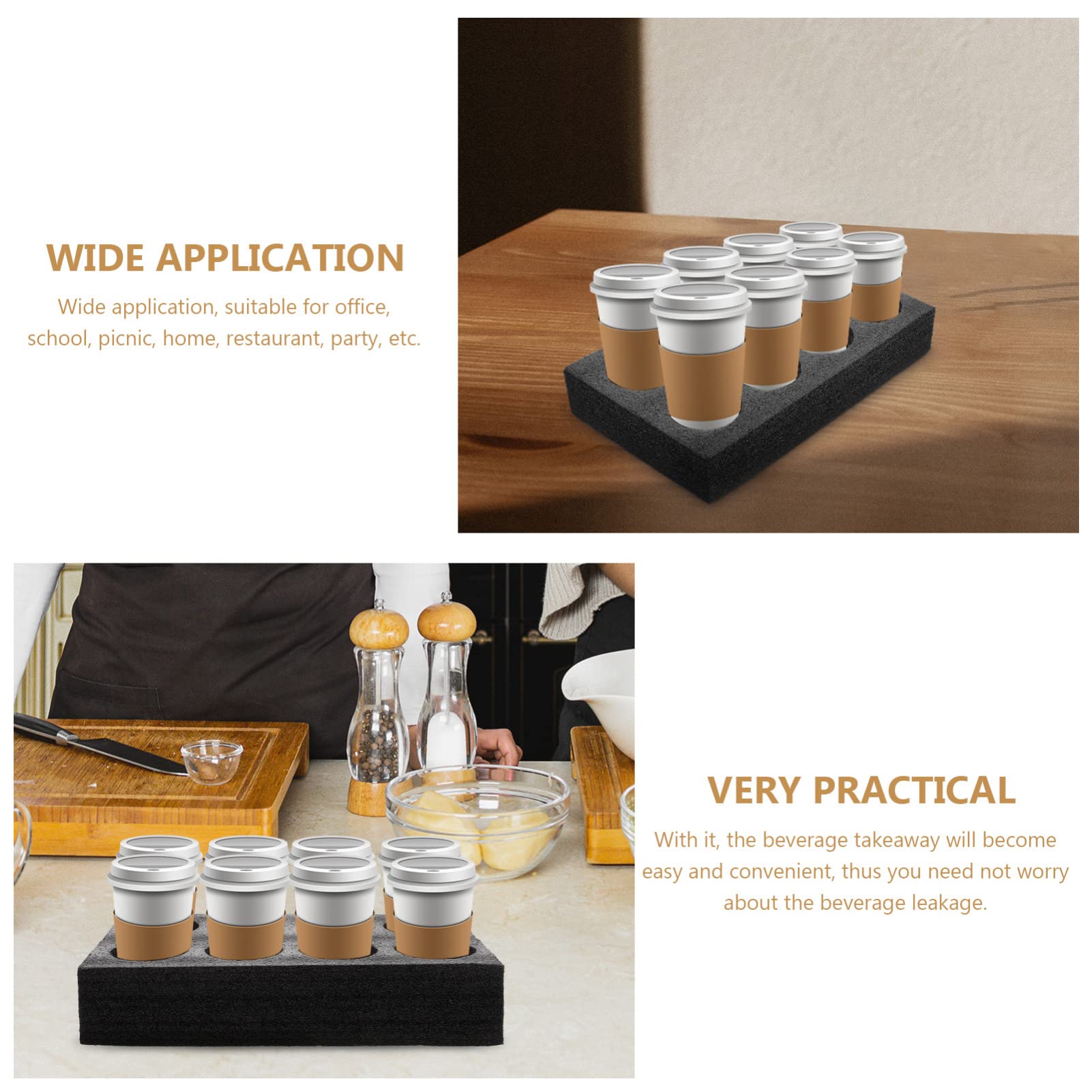 ULTECHNOVO Milk Tea Cup Holder Coffee Car Trash Can Necessities Non-Tipping Cup Holder Foam Drink Carrier Cup Holders for Drinks 4 Cup Hole Out Multi Cages Pearl Cotton Food Travel re-usable