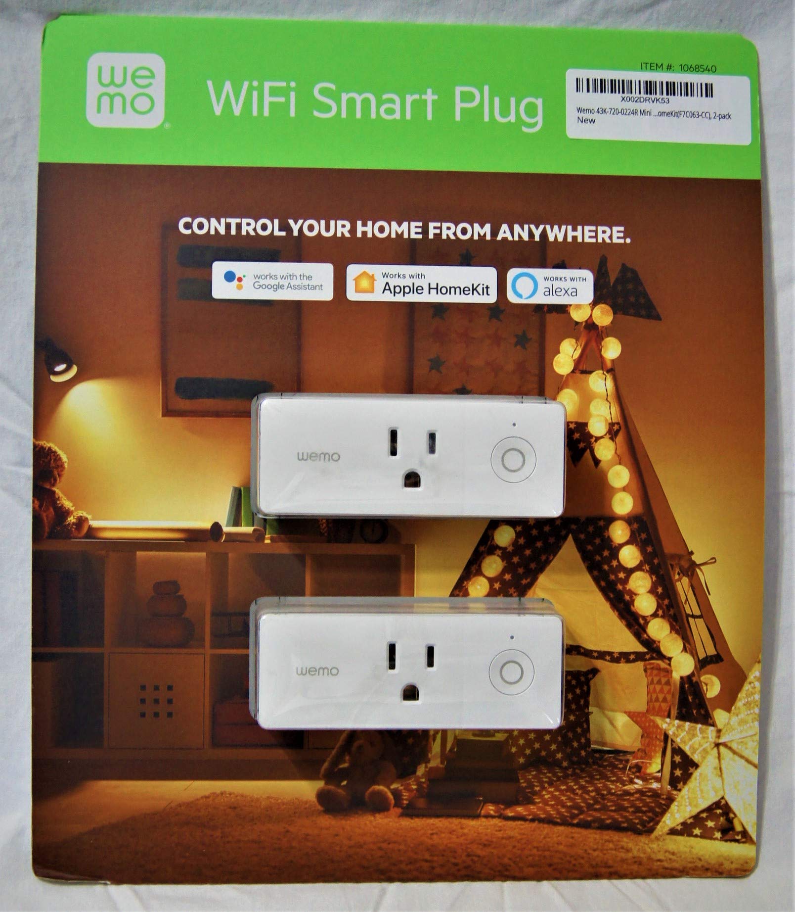 Wemo 43K-720-0224R Mini Smart Plug Compatible with Alexa, Google Assistant & Apple HomeKit(F7C063-CC), 2-Pack