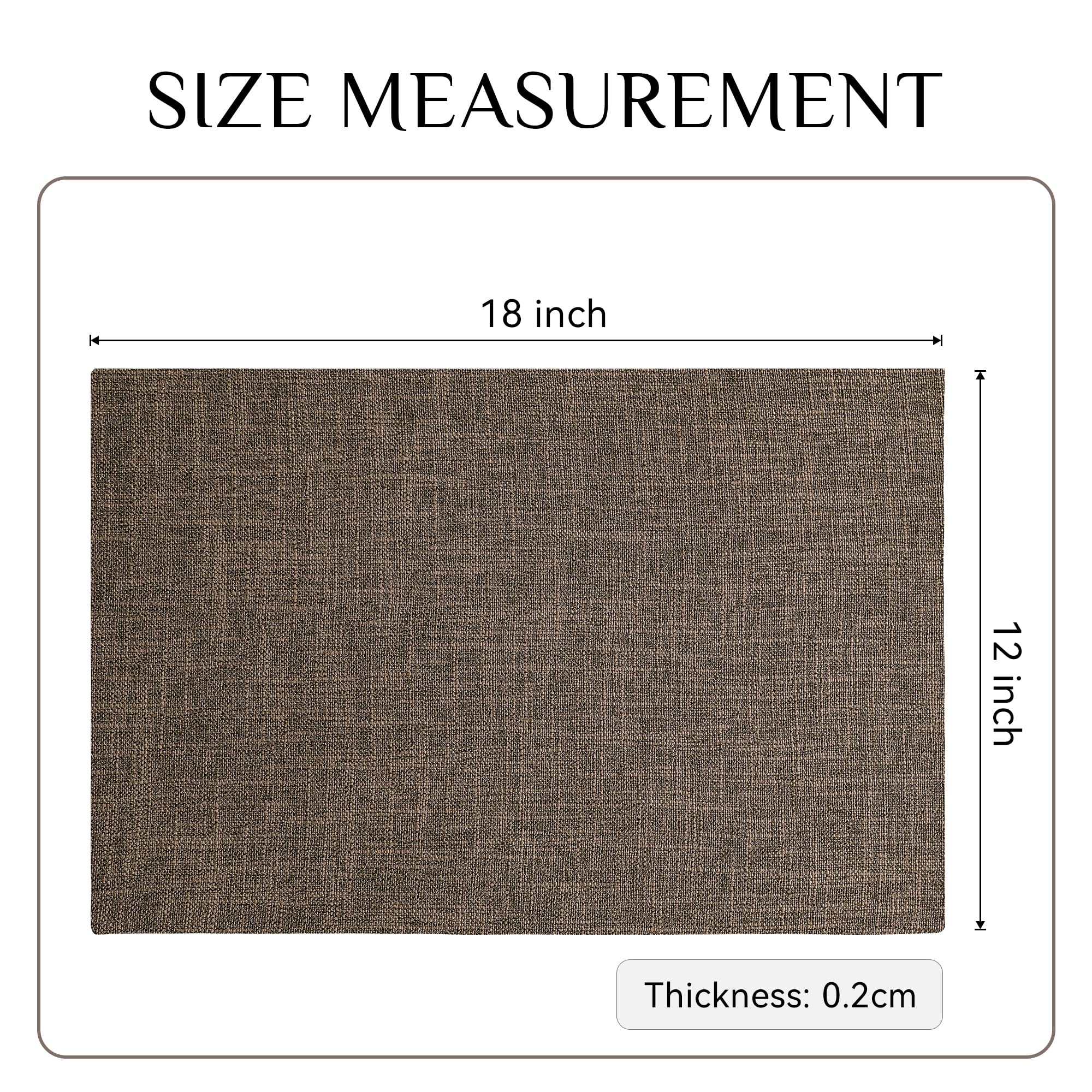 Softalker Faux Linen Placemats Set of 6-12 x 18 Inch, Heat Resistant Double Layered Durable Burlap Farmhouse Place Mats, Non-Slip Washable Rustic Table Mats for Dining, Kitchen, Party(Brown