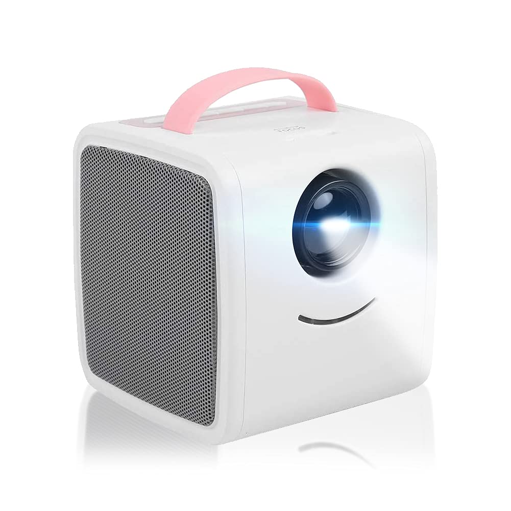Wendry Projector,Mini LED Projector,Children Education Projector,Portable HD LED HDMI Projector,Home Theater Children's Gift,for Courtyard, Travel,Camping, etc.(Pink US)