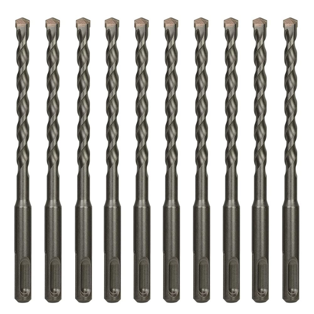 VALYRIANTOOL 10-Pack 3/16 Inch x 6 Inch SDS Plus Rotary Hammer Drill Bits Set, Carbide Tipped for Brick, Masonry, Stone and Concrete (3/16" x 4" x 6")