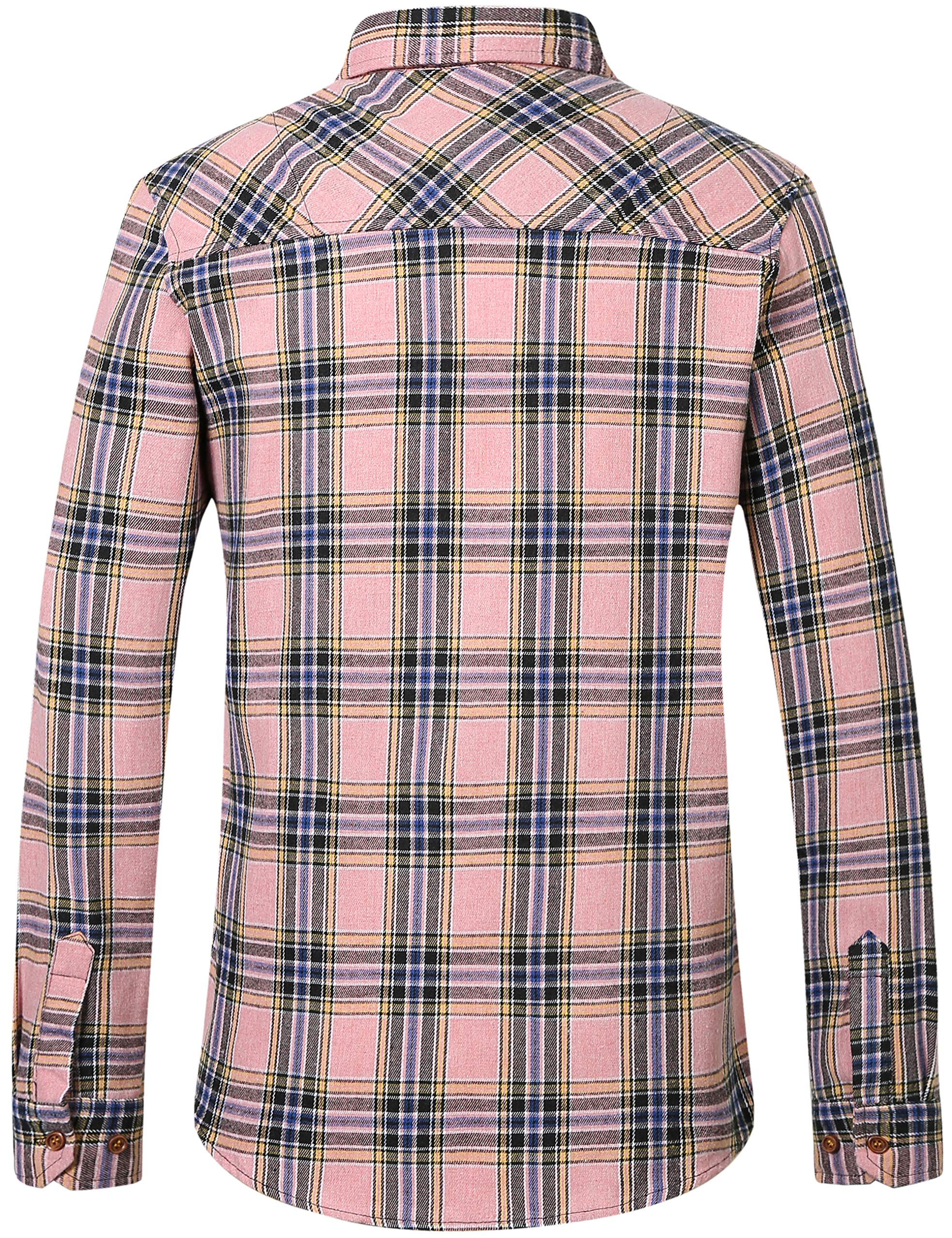 SSLR Flannel Shirt for Men, Long Sleeve Button Down Shirt Plaid Casual (XX-Large, Pink)