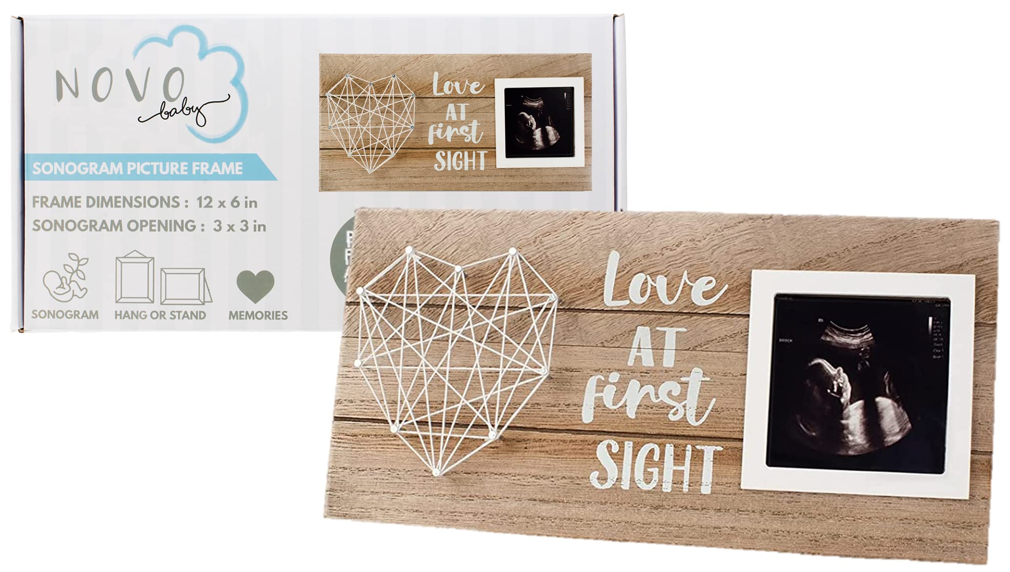 Ultrasound Picture Frame | Cherish the Miracle | Sonogram Keepsake Frame | Adorn Your Nursery Décor | Celebrate Love at First Sight (Brown)