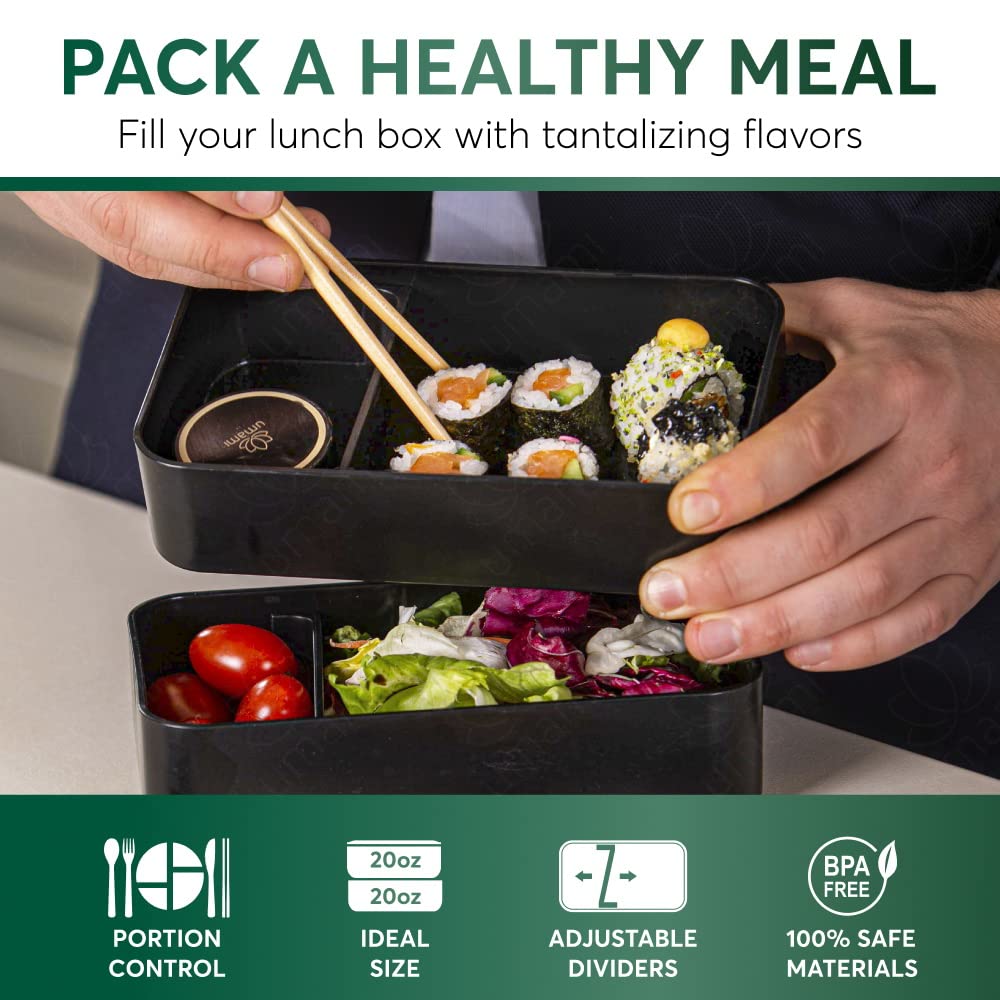 Umami Bento Lunch box Bundle, Bento Box for Adults w/Utensils, 40 oz & 32 oz, Cute Stainless Steel Lunch Container that is Microwave-Safe Great for Meal Prep