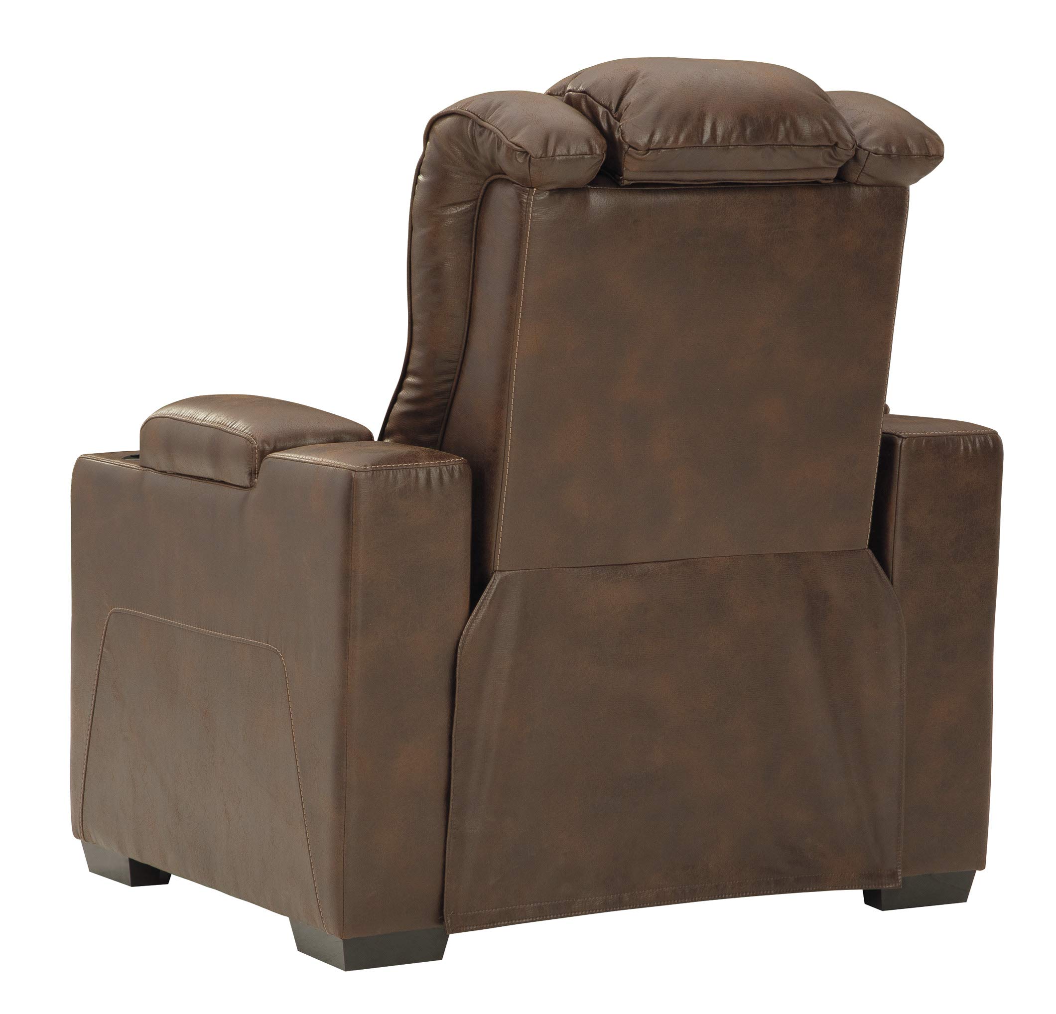 Signature Design by Ashley Owner's Box Faux Leather Power Recliner with Adjustable Headrest, Brown