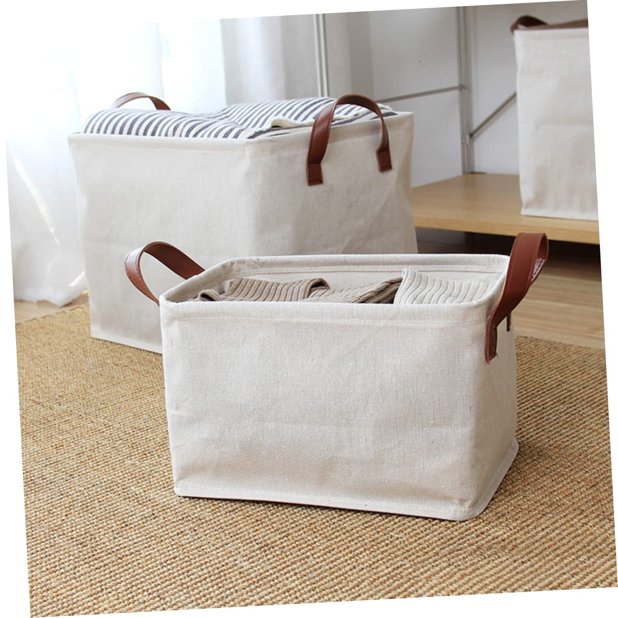 Zerodeko Box Storage Trash Can Fabric Child White