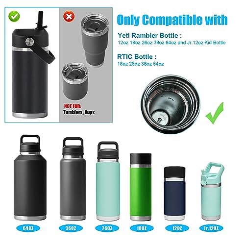 Straw Cap Cover for YETI Rambler, 2pcs Replacement Lids with Soft Handle 4pcs Replacement Straw for YETI Rambler and 2pcs Straw Brush Accessory for YETI Rambler and RTIC Wide Mouth Water Bottle