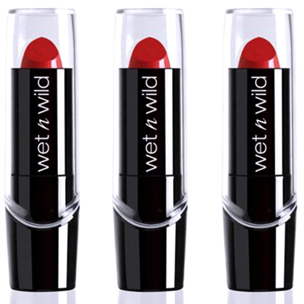 Wet N Wild Silk Finish Lipstick, 0.13 oz / 3.6 g (3 Pack, 563C Raging Red)
