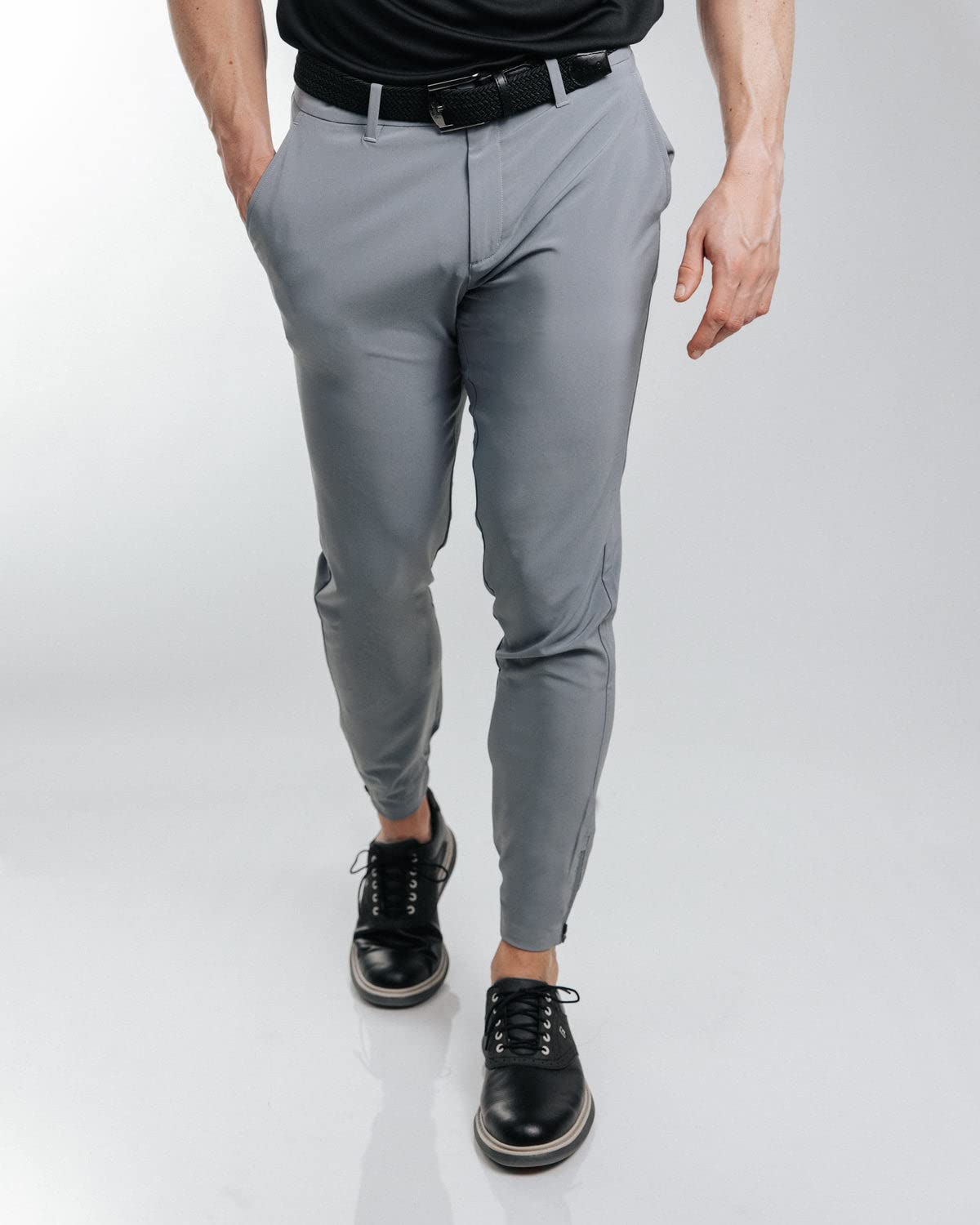 Primo Golf Jogger, Lightweight Four-Way Stretch Golf Pant, 4 Pockets, Inner Gel Waistband, Elastic Zipper Ankles, Light Gray, 30 Regular