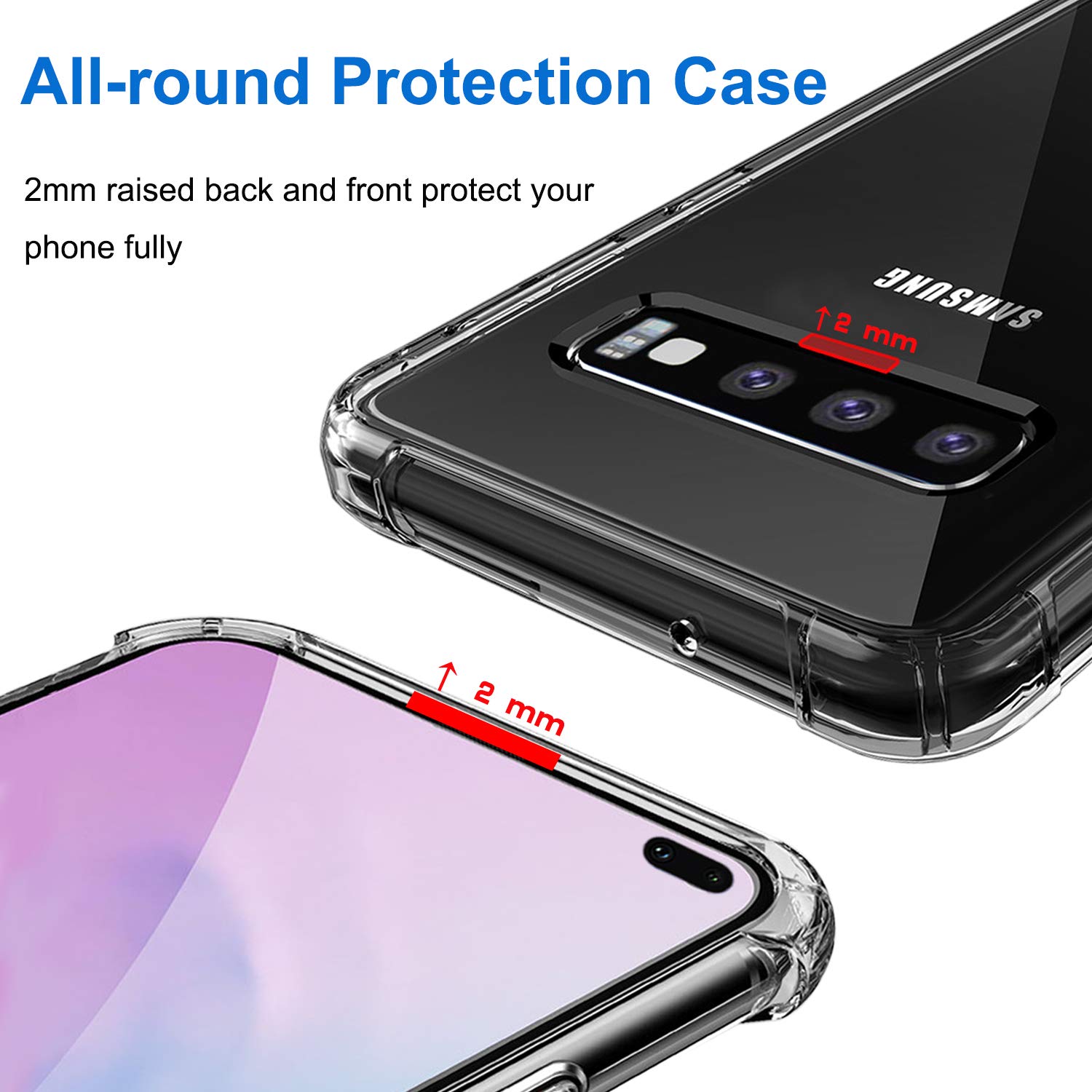 Weuiean Case [Shock-Proof Drop Protection] with [Sound Conversion] Feature Flexible Soft Silicone Bumper Protective Cover Clear Case, Samsung Galaxy S10 Plus 6.4" - Clear