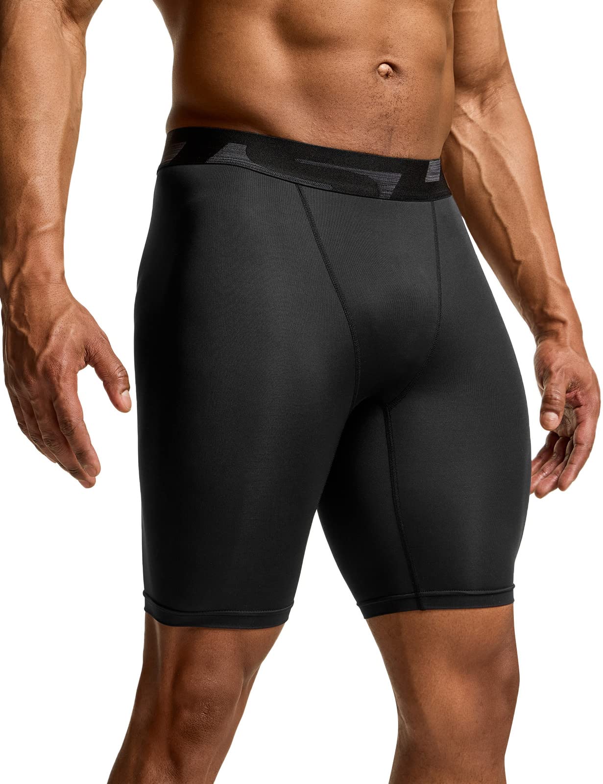TSLA Men's Athletic Compression Shorts, Sports Performance Active Cool Dry Running Tights, Core 3pack Shorts Dim Black/Dim Charcoal/Sky, Small