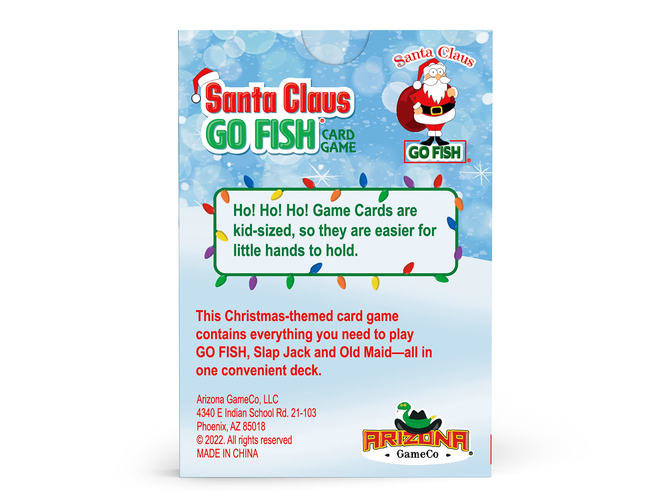 Santa Claus GO FISH Card Game - Christmas Gift for Kids 4-8 - Matching, Slap Jack & Old Maid Using Same Deck