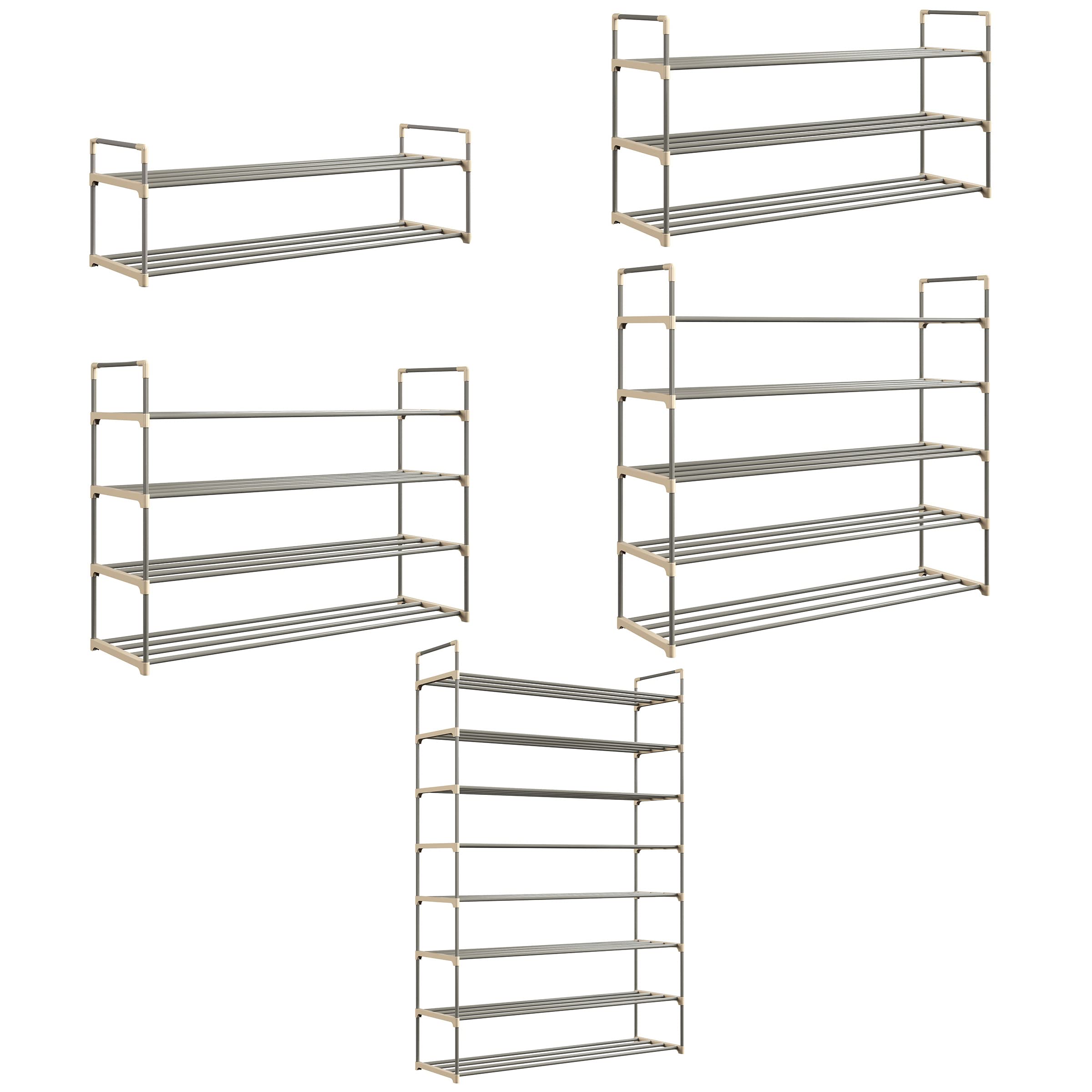 Shoe Rack - 8-Tier Shoe Organizer for Closet, Bathroom, Entryway - Shelf Holds 40 Pairs Sneakers, Heels, Boots by Home-Complete (Gray)