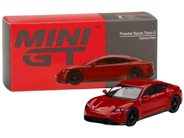 TSM Model Taycan Turbo S Carmine Red Limited Edition to 2400 Pieces Worldwide 1/64 Diecast Model Car by True Scale Miniatures MGT00289