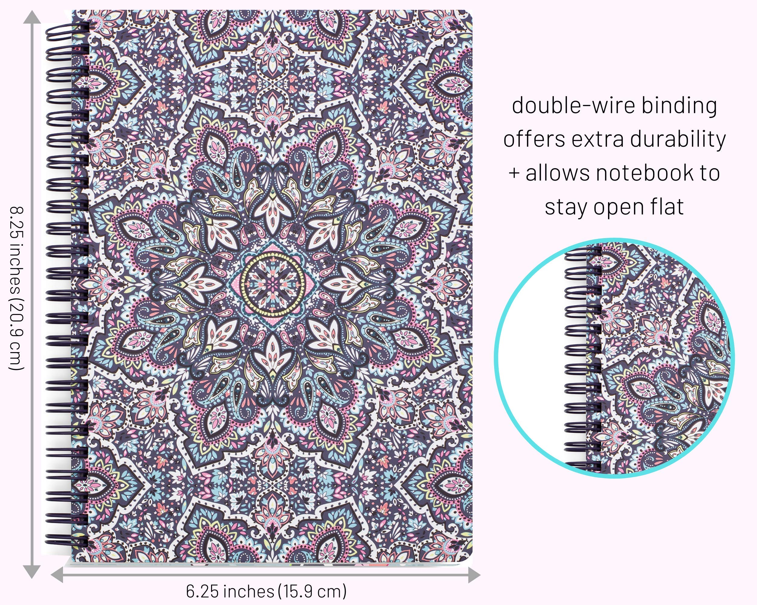 Vera Bradley Mini Spiral Notebook, College Ruled Paper, 8.25" x 6.25" with Pocket and 160 Lined Pages, Bonbon Medallion