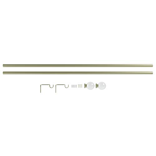 Umbra Leona Modern 1 Curtain Rod, Includes 2 Matching Finials, Brackets & Hardware, 36 to 72-Inch, Brass