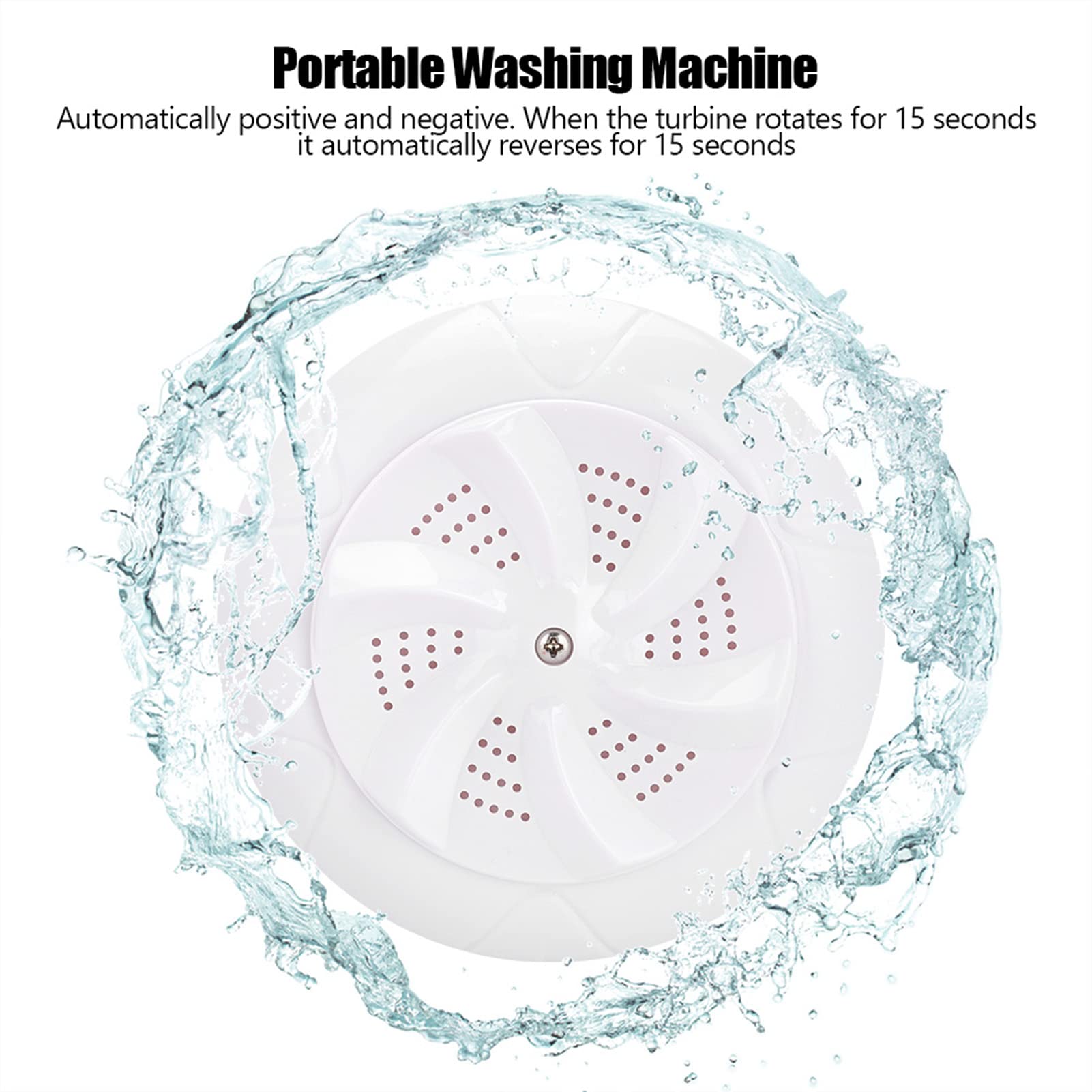 Ultrasonic Washing Machine, USB Powered Portable Turbine Washing Machine Ultrasound Turbo Washer for Traveling Camping Home College Dormitory (White)