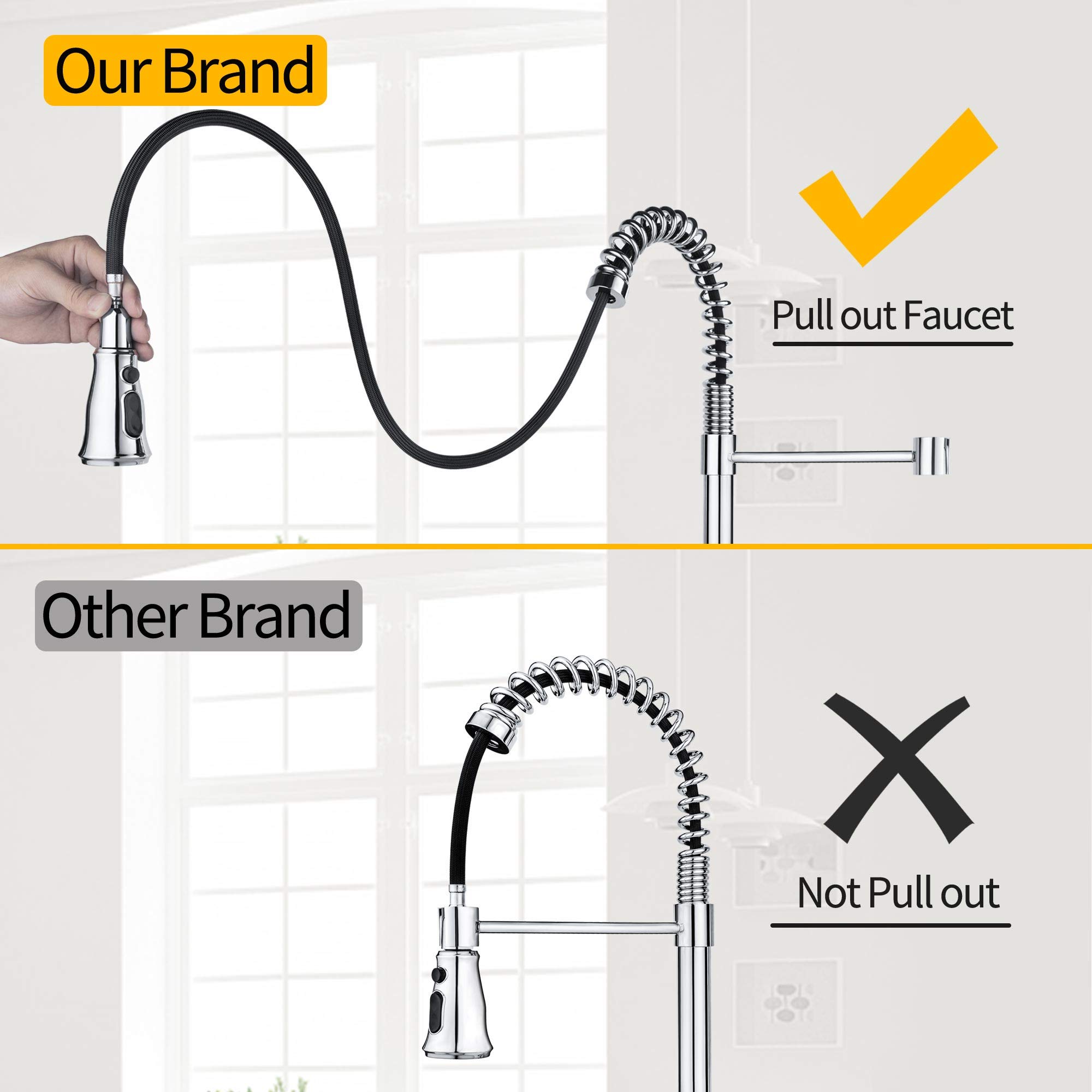 SOKA Kitchen Sink Faucet Single Handle With Pull Down Sprayer 3 Working Mode Stream, Spray & Pause Fit for 1 or 3 Hole
