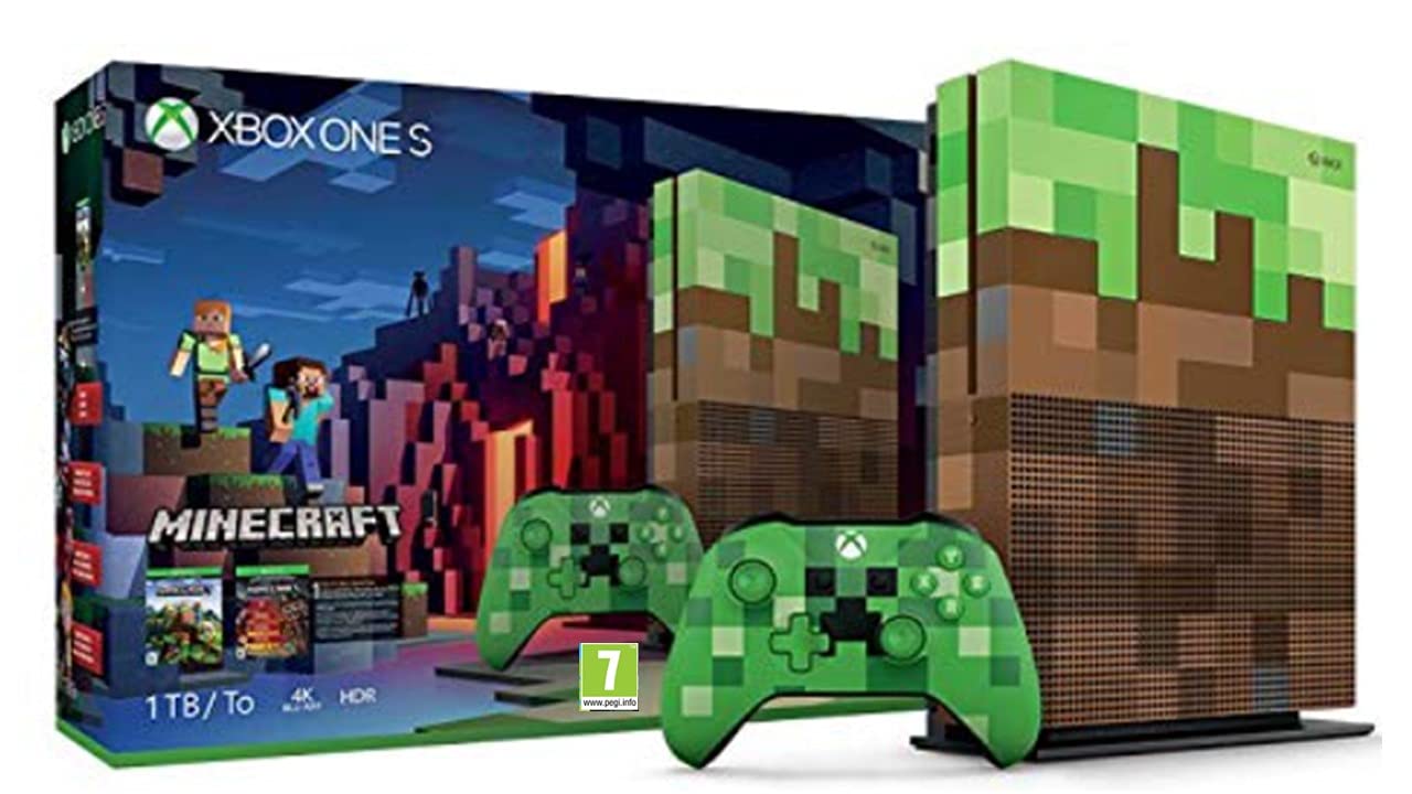Xbox One S Minecraft Bundle 1TB Limited Edition Console - PEGI version for use in U.S. (Discontinued)