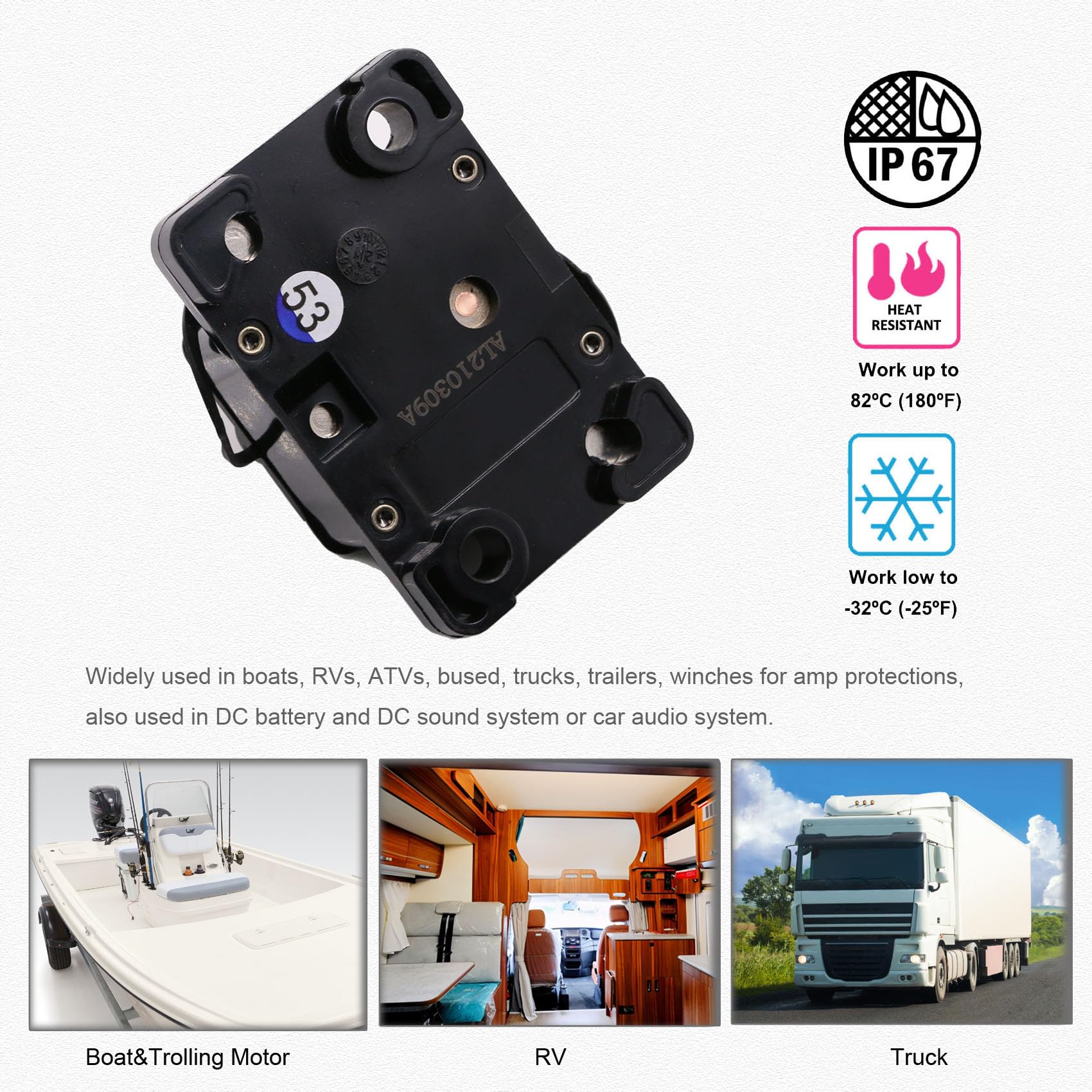 T Tocas 150A Amp Circuit Breaker for Boat Trolling Motor Marine ATV Vehicles Stereo Audio Battery Solar System Inline Fuse with Manual Reset Switcher Waterproof DC 12V-48V