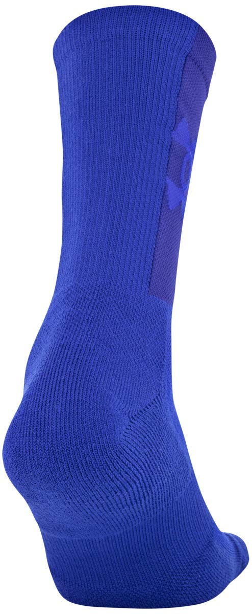 Under Armour Adult Game and Practice Crew Socks, 2-Pairs , Royal/Caspian , Medium