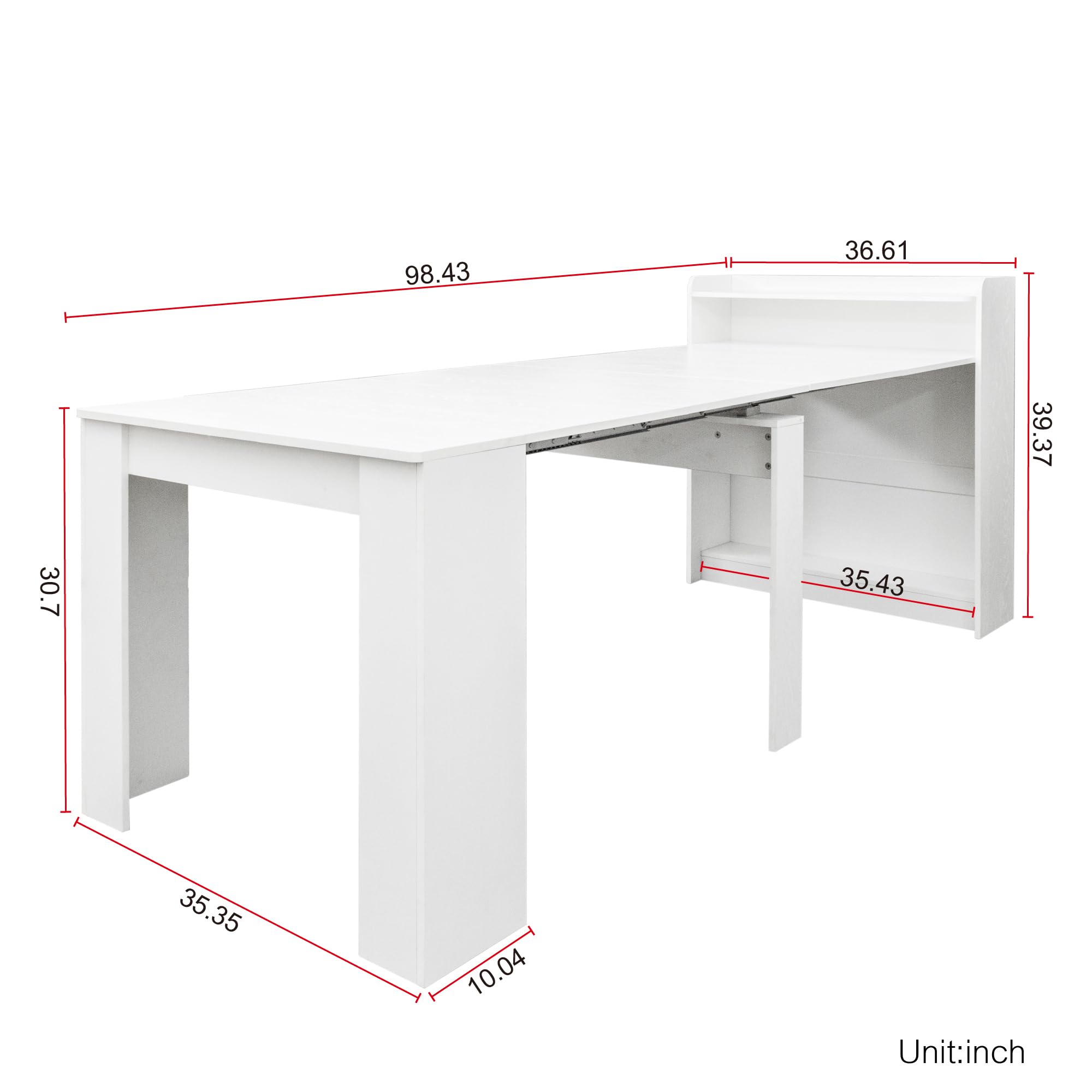 ShopBOPP Expandable Dining Table with Storage&Sideboard, Wood Convertible Console to Extendable Kitchen Table, Multipurpose Collapsible Drop Leaf Extension, Entryway Cupboard Extra Long Dining Table