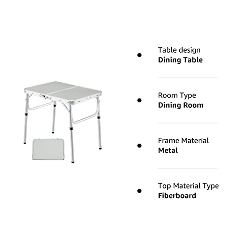Varbucamp Folding Camping Table, 24''x16'' Aluminum Portable Small Folding Table Camp Table Adjustable Height for Outdoor Camp Picnic Cooking, 2 Heights