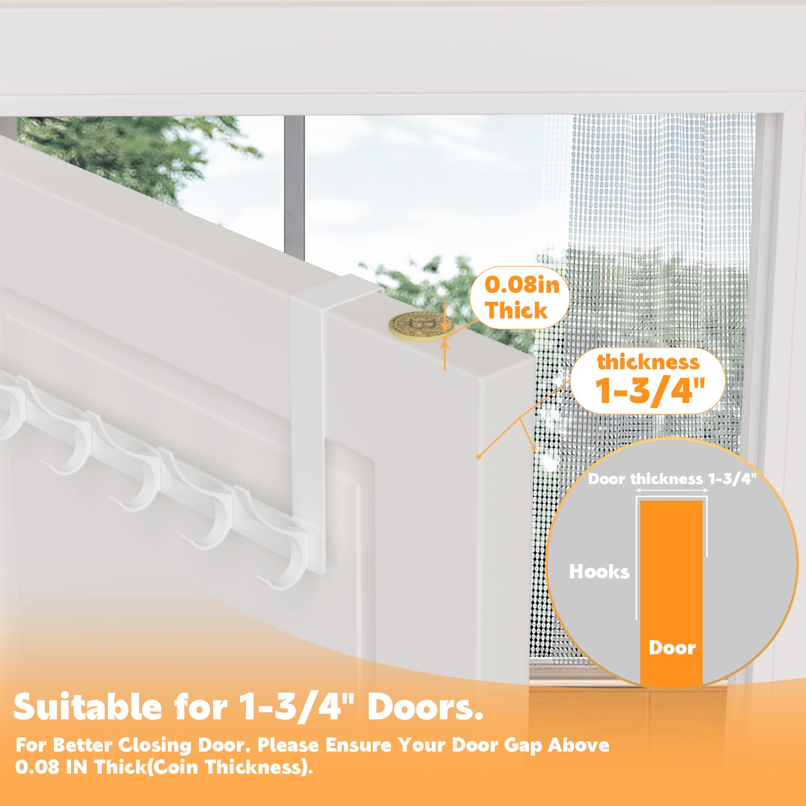 Peasulin Over The Door Hooks, Sturdy Door Hanger, Large Over The Door Towel Rack with 12 Hooks, Heavy Duty Easy to Install, for Bathroom, Bedroom,Kitchen,Hanging Towels, Coats (White).